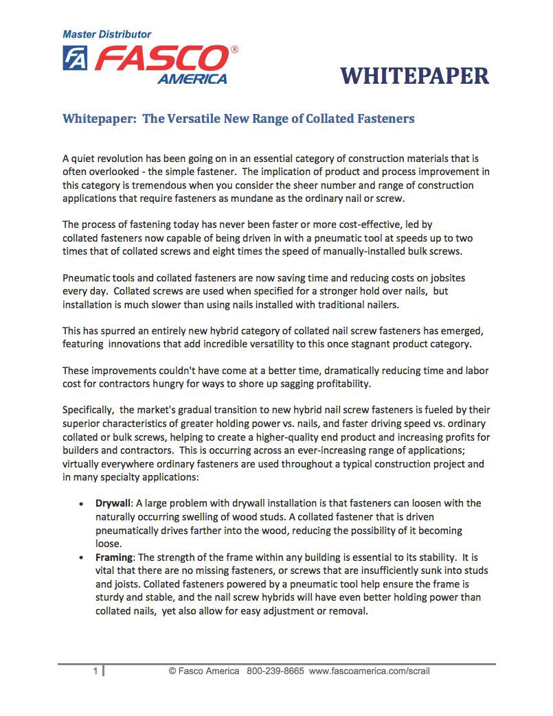Whitepaper: The Versatile New Range of Collated Fasteners | Builder ...