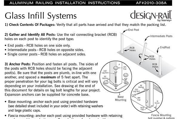 DesignRail® Aluminum Railing Frames Installation – Glass Infill ...