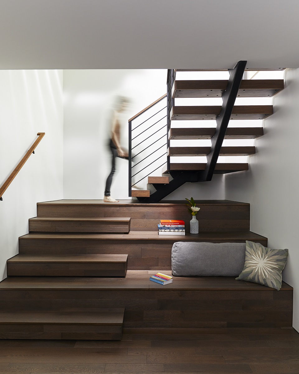 Project Gallery: Wood Platform Stair Creates Quiet Basement Nook